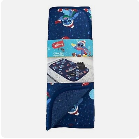 Disney | Kitchen | Disney Stitch Christmas 2 Pk Dish Drying Mat Santa ...